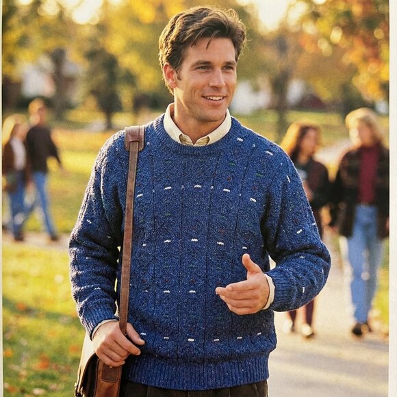 Unbranded | Sweaters | Vintage 8s 90s Blue Confetti Knit Sweater 00 ...
